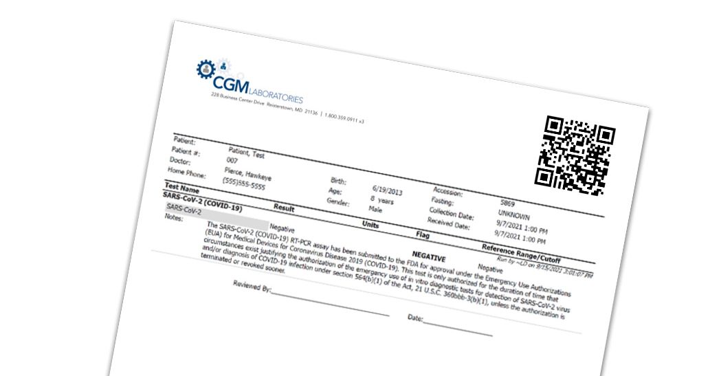 CGM introduces QR code for COVID-19 test results | CGM